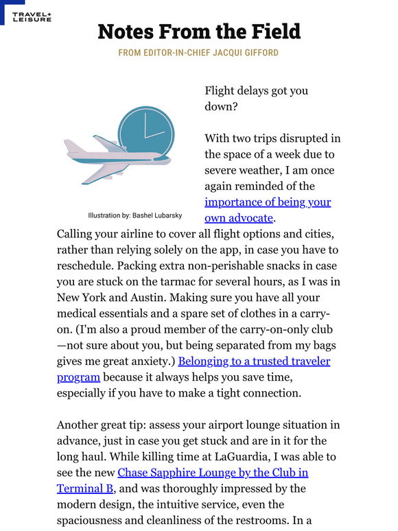 Travel + Leisure: How to Make the Most of Flight Delays | Milled