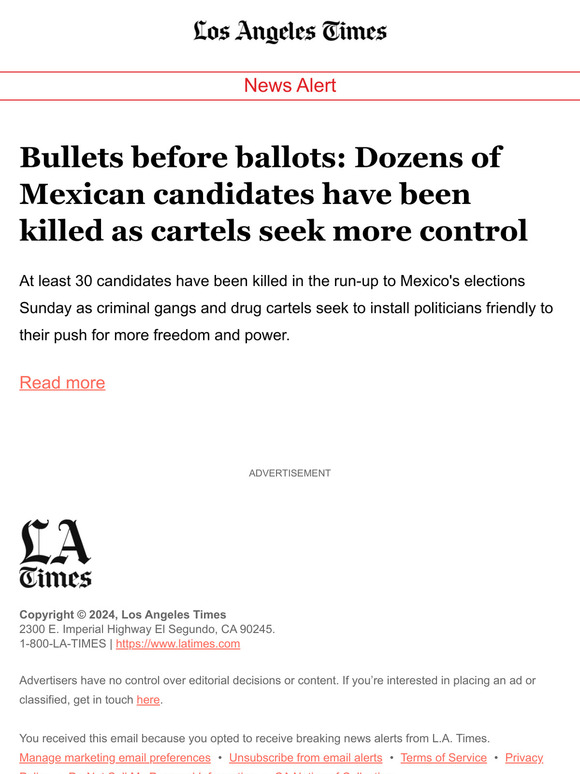 Los Angeles Times: Bullets before ballots: Dozens of Mexican candidates ...