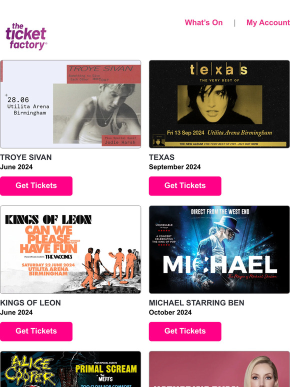 The Ticket Factory: Troye Sivan, Texas, Kings of Leon, Michael Starring ...