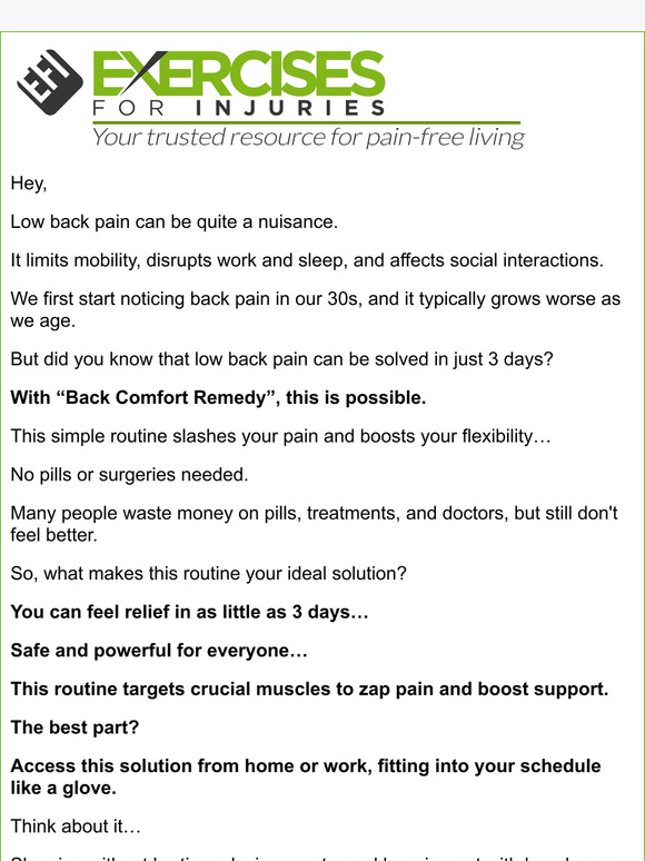 Exercises For Injuries: Simplicity Meets Relief: Discover Our Easy Back ...