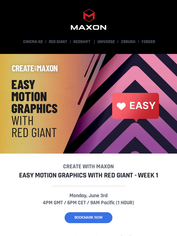 Maxon: Create with Maxon: Easy Motion Graphics with Red Giant | Milled