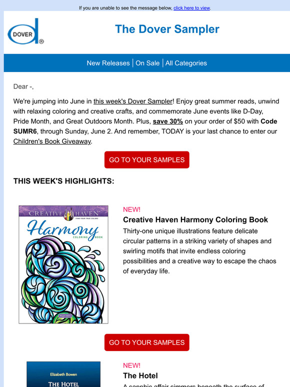 Dover Publications: Dover Sampler: New Harmony Coloring, National Parks ...