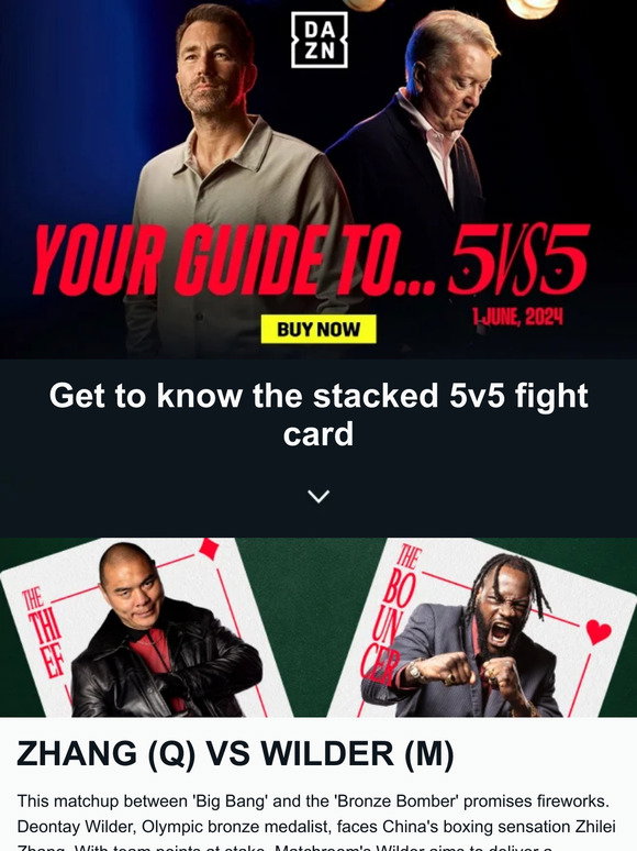 DAZN: —, get to know the stacked 5v5 fight card | Milled