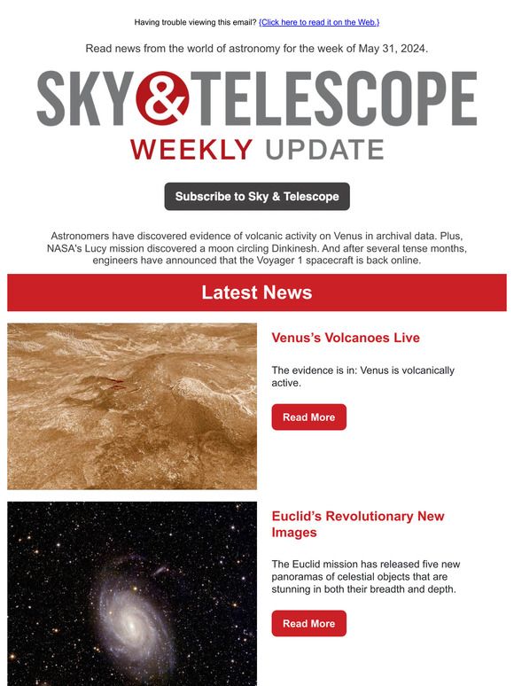 Sky & Telescope: Venusian Vulcanism, Voyager 1 Back Online, and ...