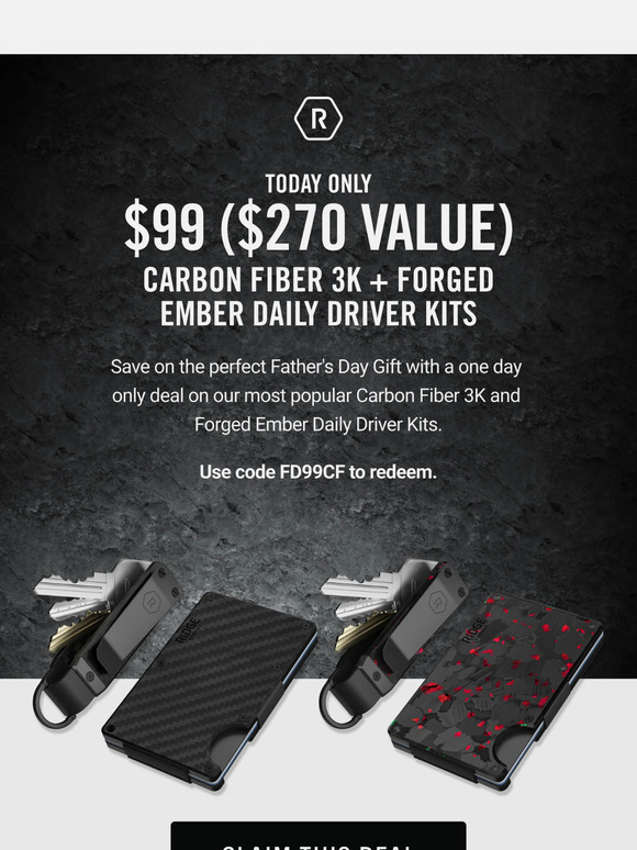 The Ridge: Today Only $99 Carbon Fiber 3K + Forged Ember | Milled