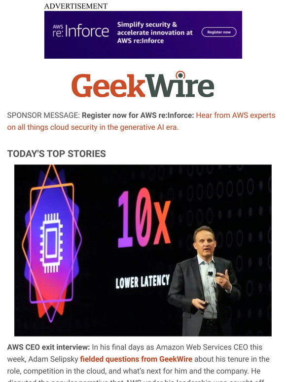 GeekWire: Departing AWS CEO Adam Selipsky on AI, the cloud, and what’s ...