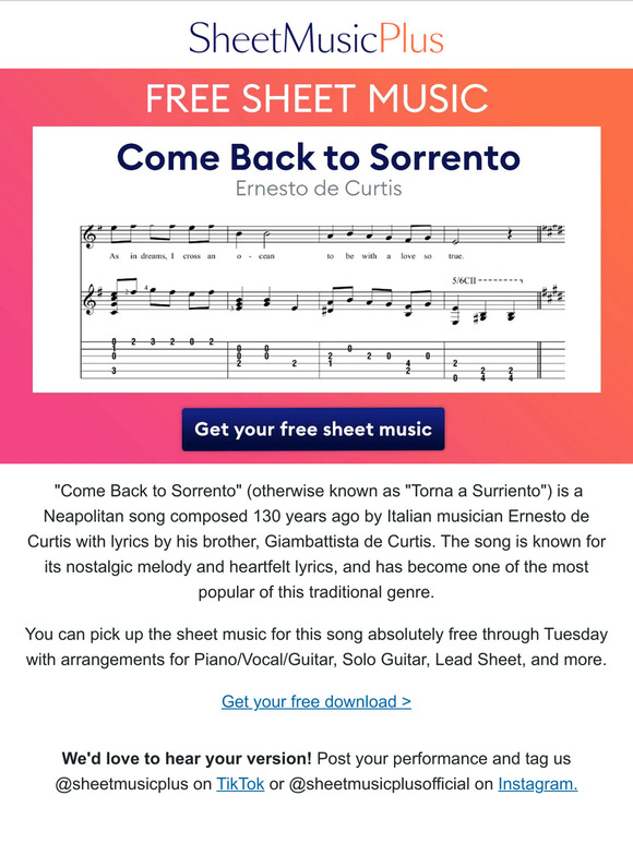 Sheet Music Plus: 🎼 Pick up your FREE digital sheet music! 🎶 | Milled