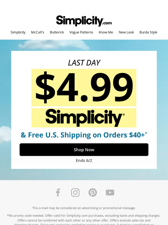Simplicity Patterns: Last Day! $4.99 Simplicity & Free U.S. Shipping on ...