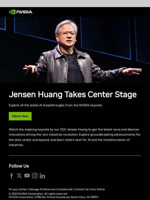 Nvidia: Watch NVIDIA CEO Jensen Huang’s keynote on what’s next in AI ...