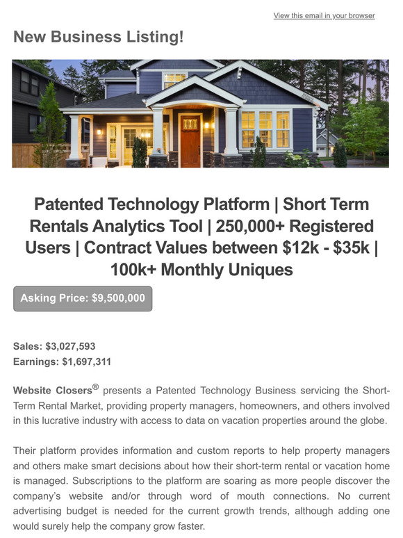 Website Closers: New Deal Alert: Patented Technology Platform | Short ...