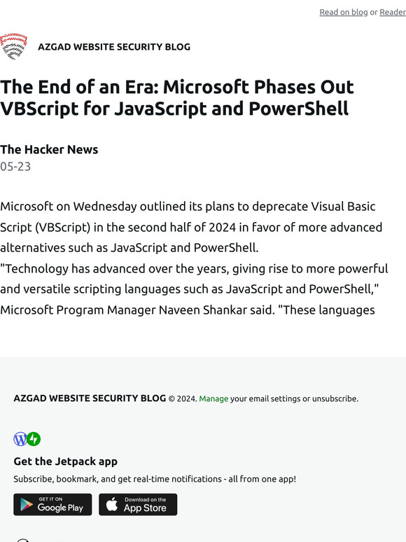 ARANET LLC.: The End of an Era: Microsoft Phases Out VBScript for JavaScript and PowerShell | Milled