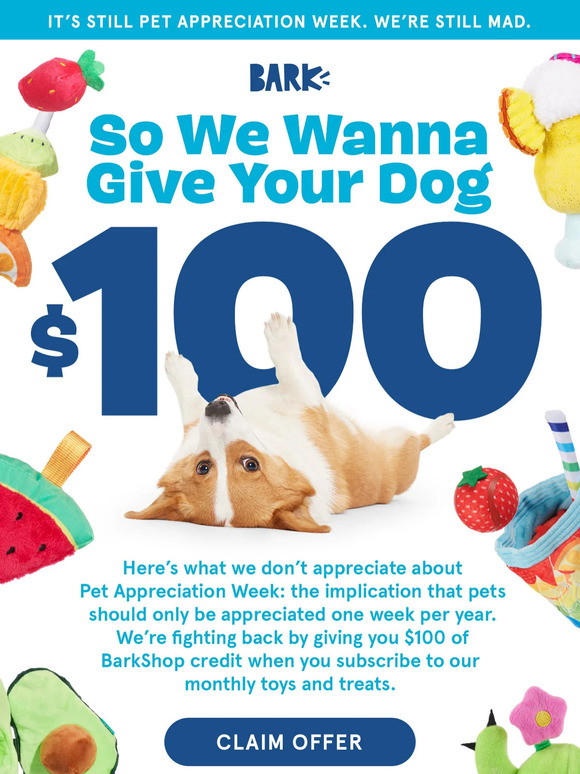 BarkBox: 🔥 Our best deal is back: $100 of BarkShop credit 🔥 | Milled