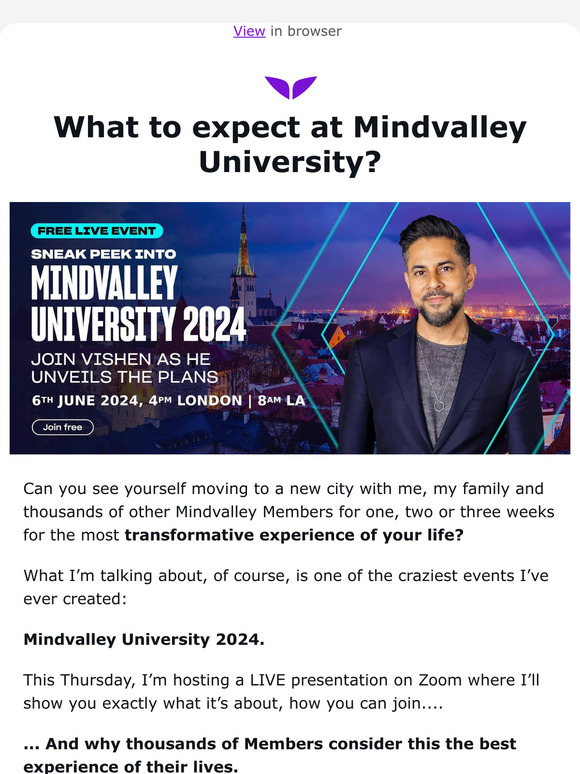 Mindvalley: 🖥 Live Webinar: What's happening at Mindvalley University ...