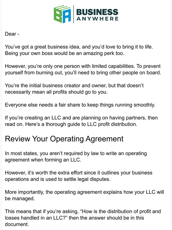 BusinessAnywhere LLC: Guide to LLC Profit Distribution | Milled