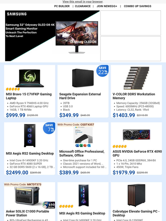 Newegg: $349.99 Seagate 20TB External HD! New Release: Samsung 32" OLED ...