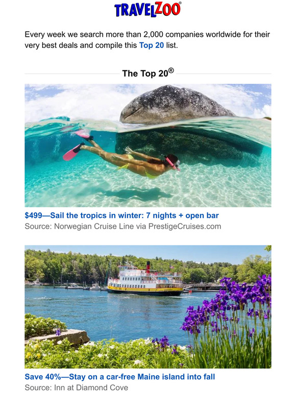 Travelzoo: This Week's Top 20 | Milled