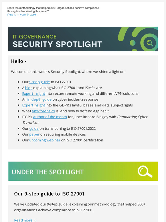 IT Governance: 9 simple steps to ISO 27001 success | Milled