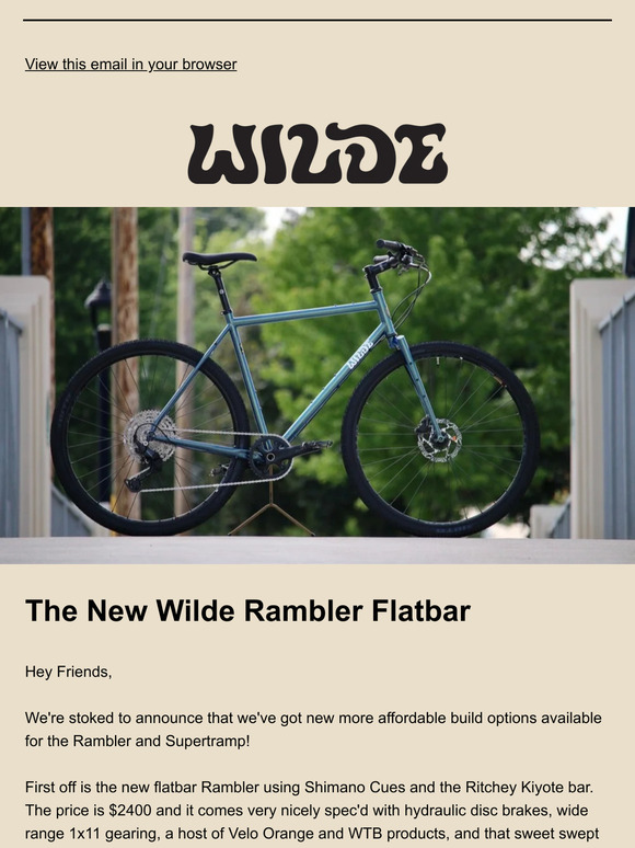Wilde Bicycle Co.: The New Wilde Rambler Flatbar & Supertramp Deore ...