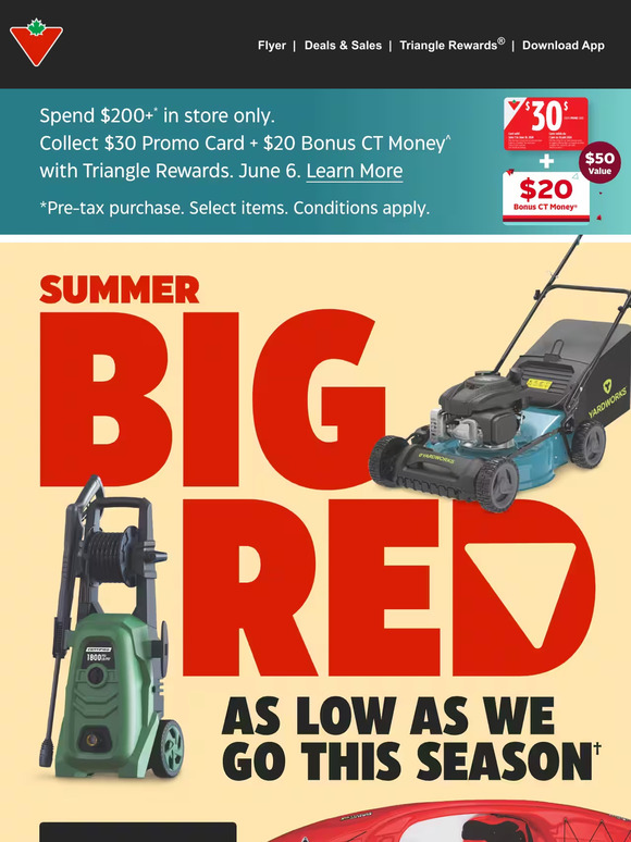 Canadian Tire: Summer Big Red + get a $30 promo card when you shop in ...