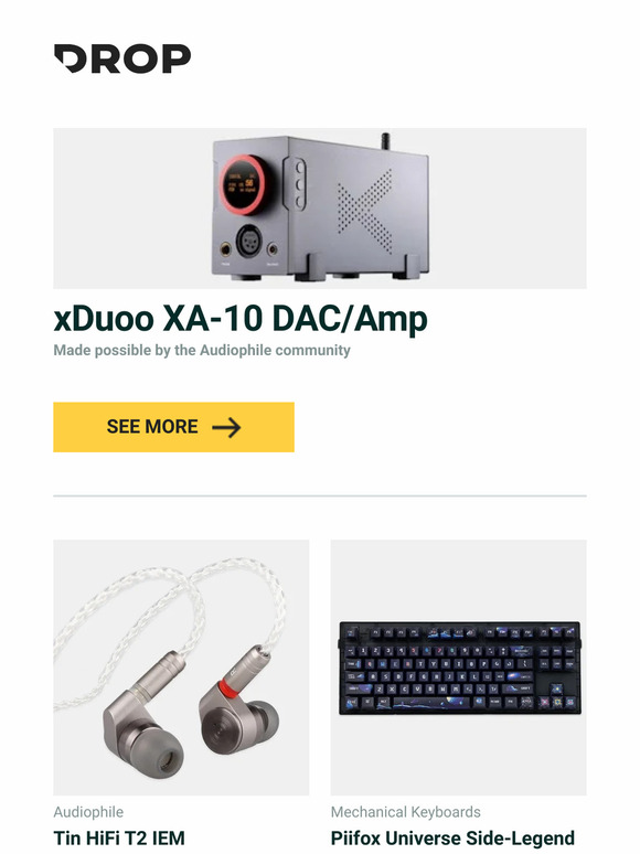 Drop: xDuoo XA-10 DAC/Amp, Tin HiFi T2 IEM, Piifox Universe Side-Legend ...