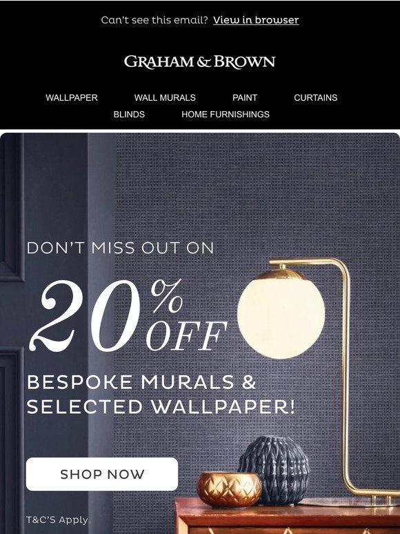 Graham & Brown: Get 20% Off Bespoke Murals & Selected Wallpaper! | Milled