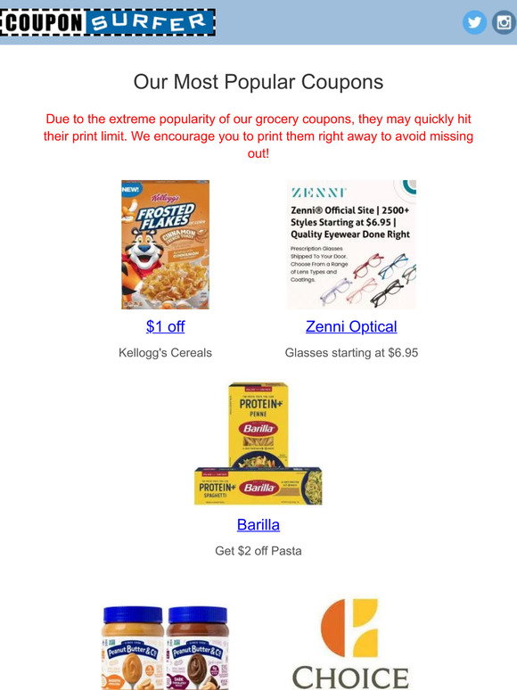 CouponSurfer: —, Coupons for Barilla, Kellogg's, Peanut Butter + more ...