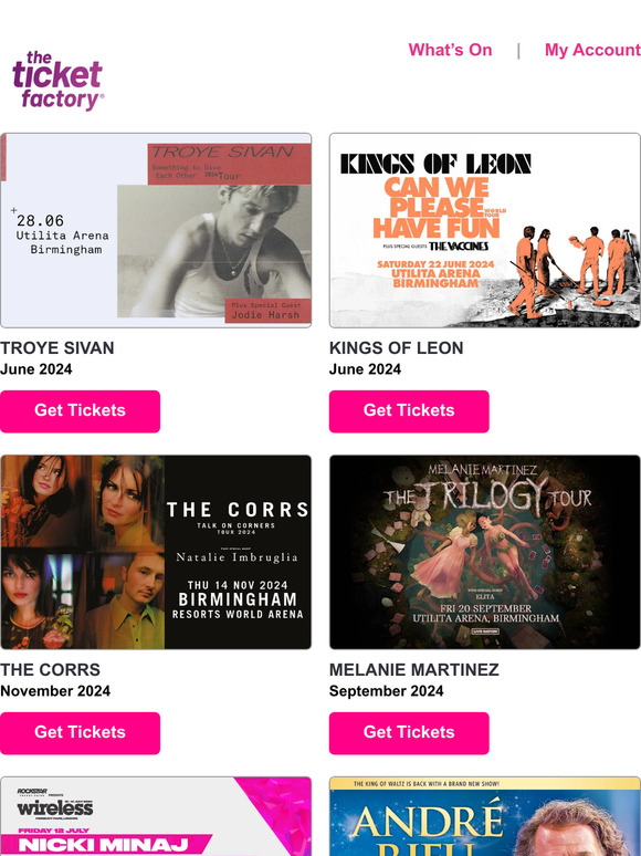 The Ticket Factory: Troye Sivan, Kings of Leon, The Corrs, Melanie ...