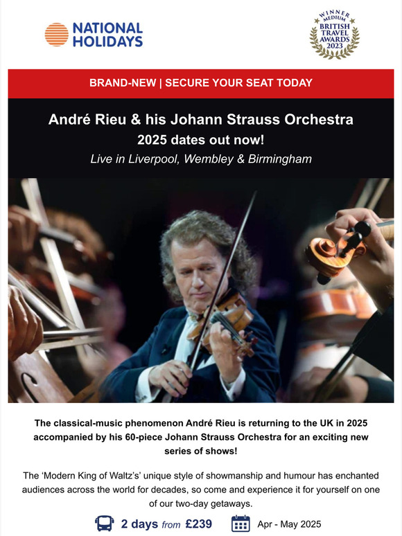 National Holidays: André Rieu 2025 dates out now! | Milled