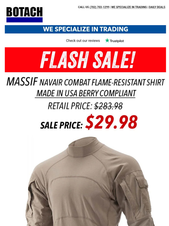 Botach Tactical: FLASH SALE! Massif NAVAIR Combat Flame-Resistant Shirt ...