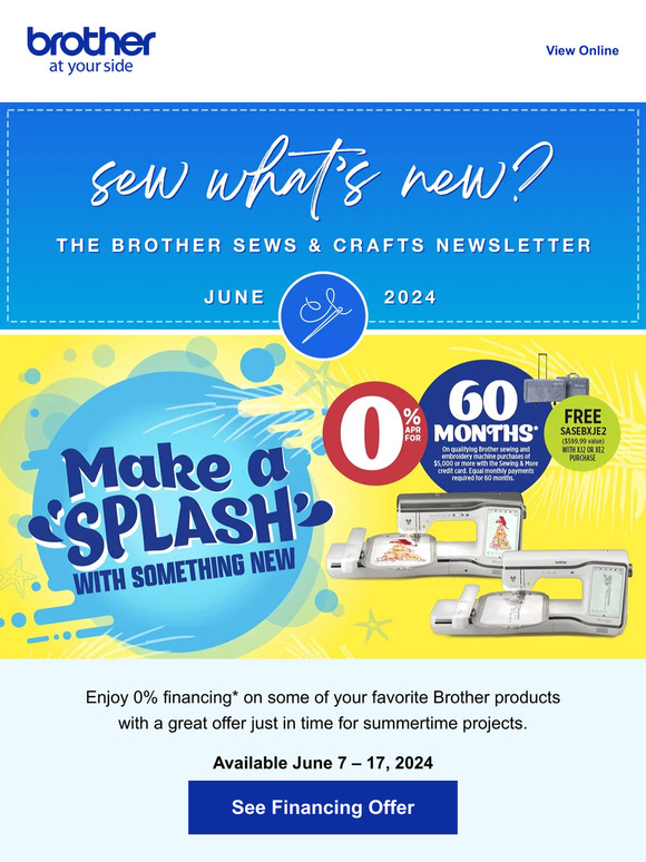 Brother: The Brother Sews & Crafts Newsletter - June 2024 | Milled