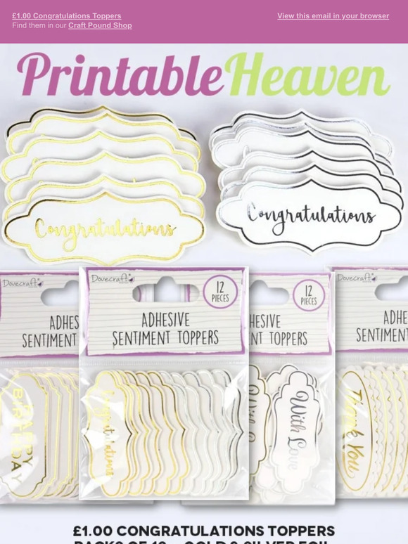 Printable Heaven: £1.00 Congratulations toppers ~ Packs of 12 | Milled