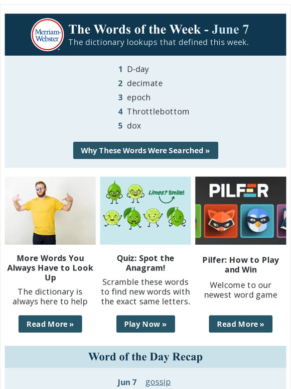 Merriam-Webster: Words of the Week: D-day, decimate, and more | Milled