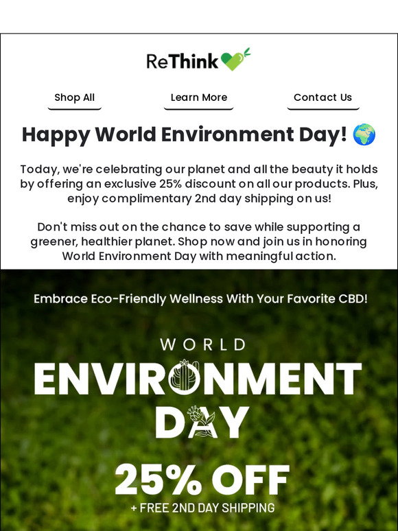 ReThink: Celebrate World Environment Day With Savings & Free Shipping ...