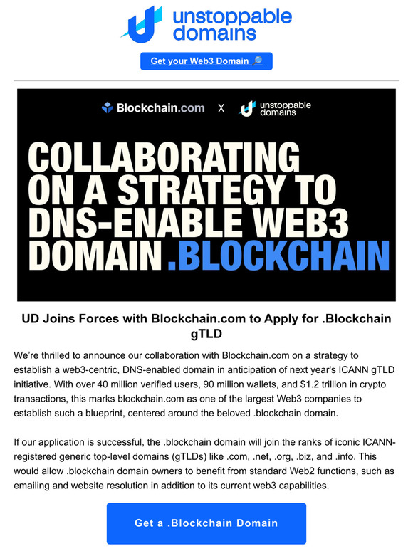 Unstoppable Domains: .Blockchain ICANN, New Web2 Registrar, .Austin ...