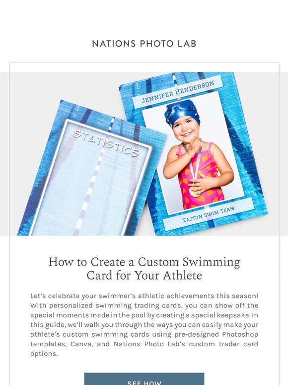 Nations Photo Lab: Create a Swimming Card for your athlete 🏊‍♂️ | Milled