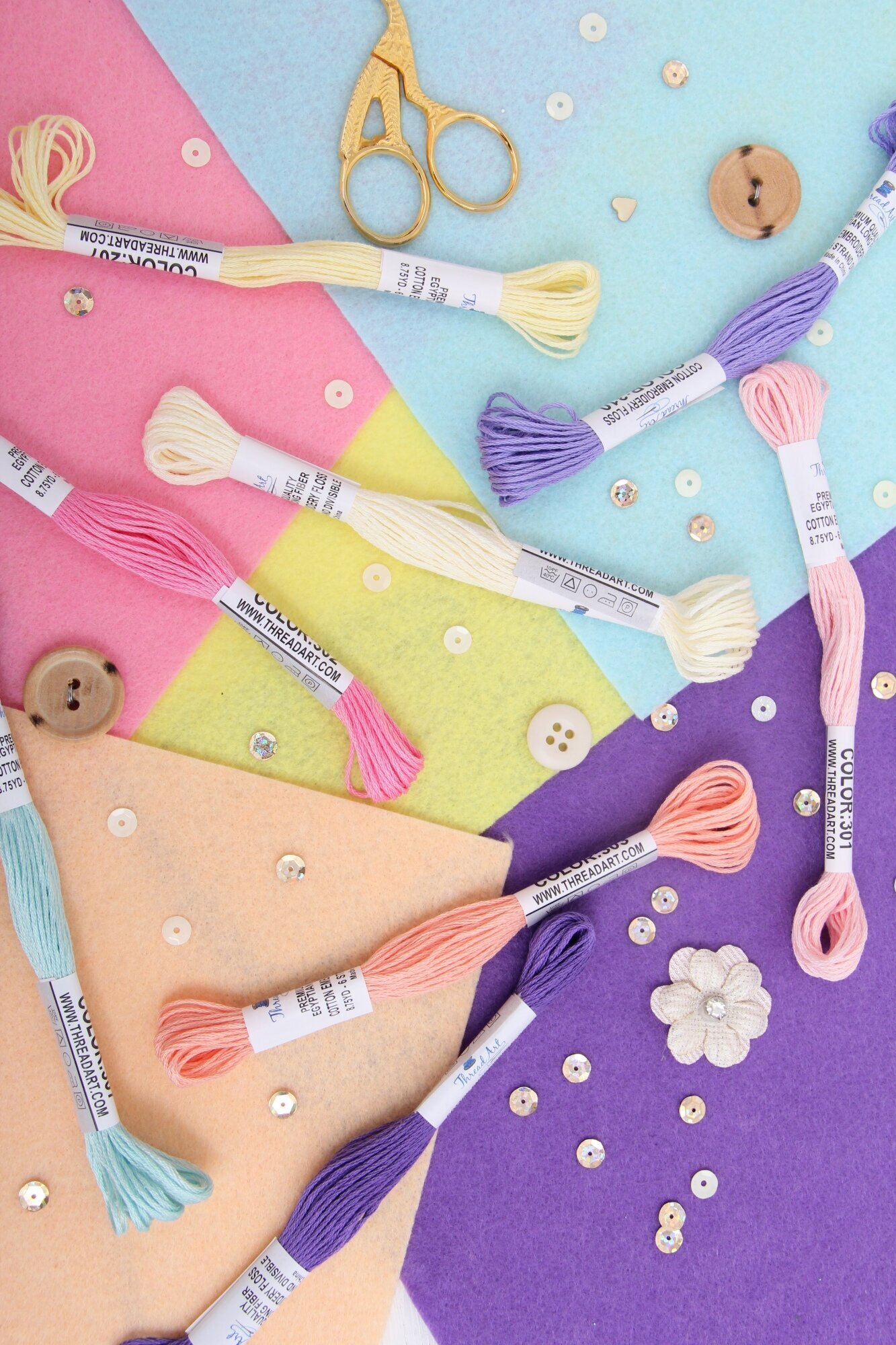 ThreadArt: Soft Premium Felt and Cotton Embroidery Floss - Colors ...