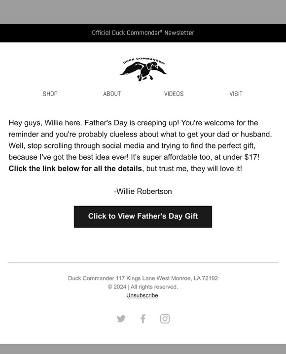 Duck Commander: Important Message From Willie | Milled