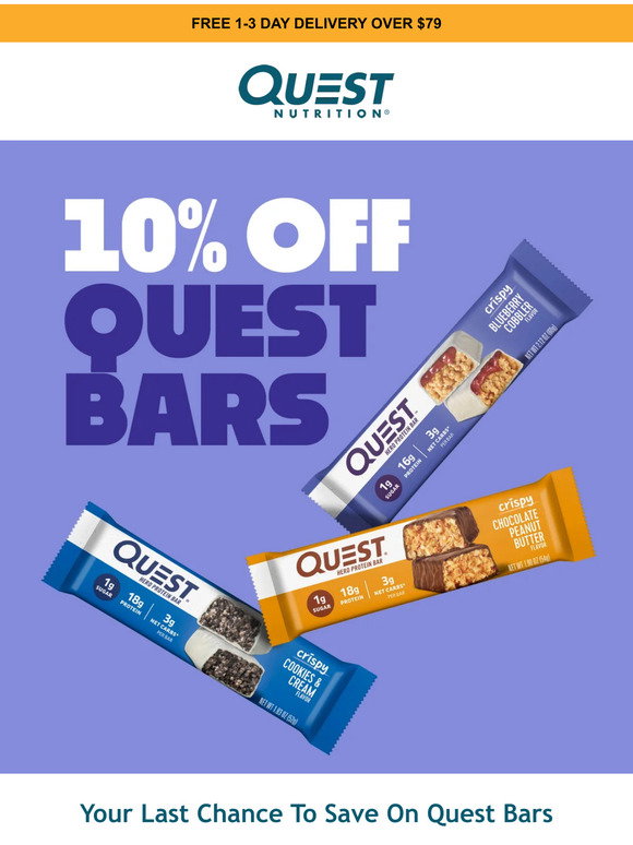 Quest Nutrition: 10% off Quest Bars, Last Call! | Milled