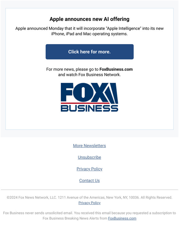 Fox News: Apple announces new AI offering | Milled