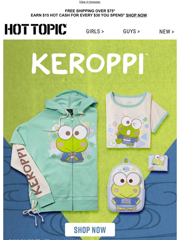 Hot Topic: A cute Keroppi drop inspired by Wagara 🎎 | Milled