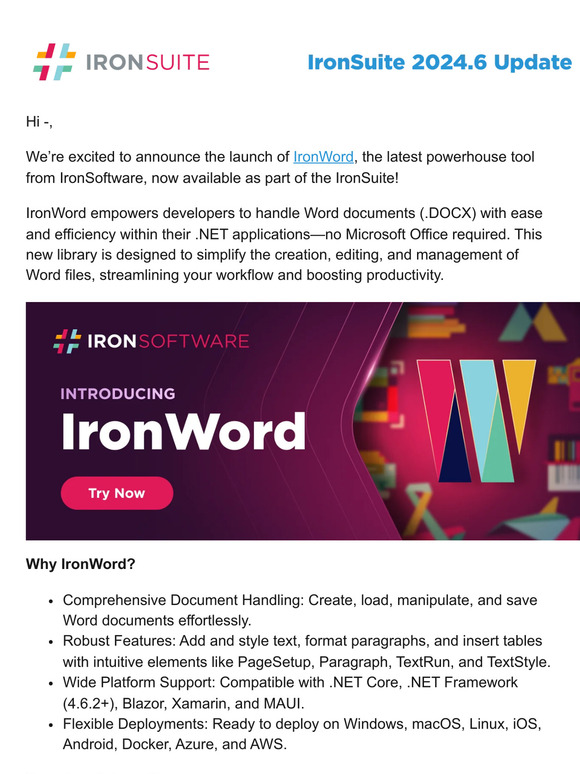 Iron Software: IronSuite 2024.6 Update: Introducing IronWord | Milled