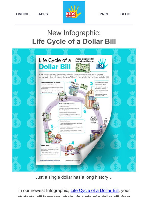 Kids Discover: New Infographic: Life Cycle of a Dollar Bill 💵 | Milled