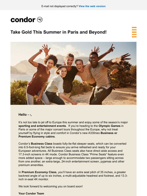 Condor: Condor Makes Getting to Blockbuster Events in Europe This ...