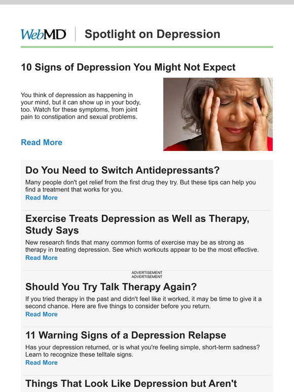 WebMD: 10 Signs of Depression You Might Not Expect | Milled