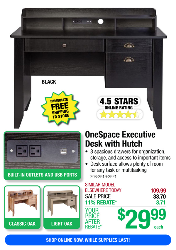 Menards: OneSpace Executive Desk with Hutch ONLY $29.99 After Rebate ...