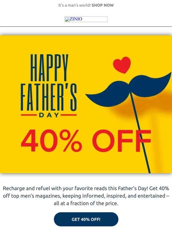 Zinio: 👨🏽‍🍼Father's Day special! 40% Off Men's Top Magazines 🧔🏻‍♂️ | Milled