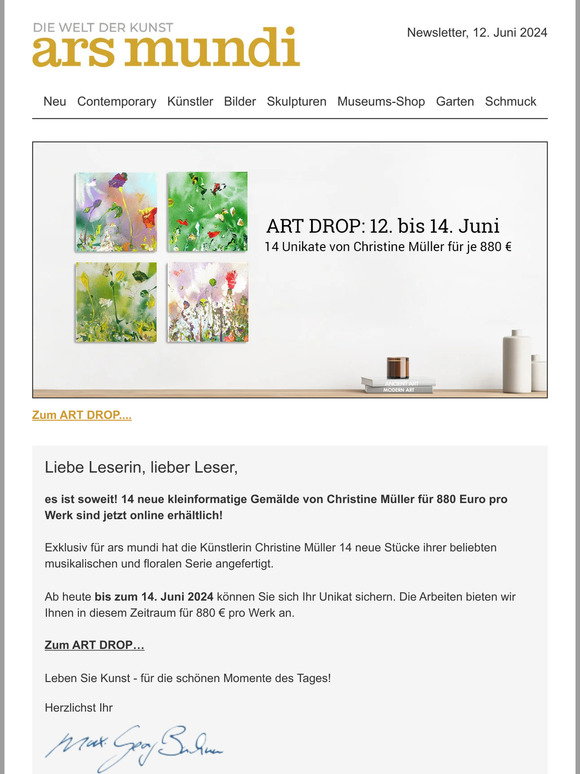 Ars Mundi: ART DROP: Jetzt erhältlich - 14 Unikate von Christine Müller ...