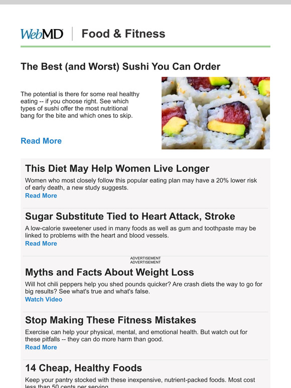 WebMD: The Best (and Worst) Sushi You Can Order | Milled