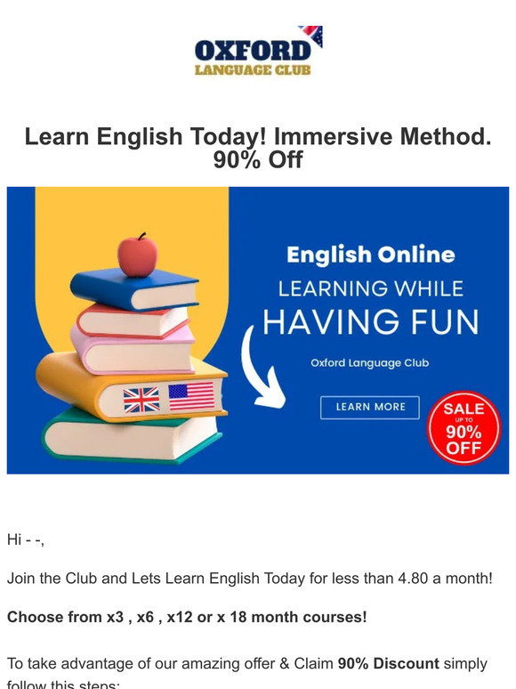 Oxford Language Club: Learn English Today! Immersive Method. 90% Off ...