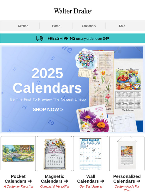 Walter Drake: Now In Stock: 2025 Calendars | Milled